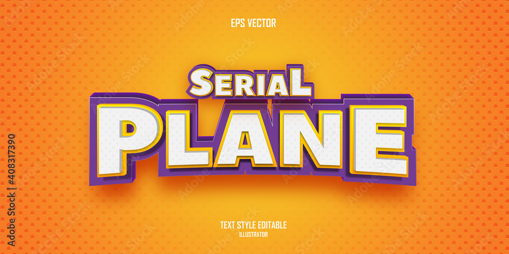 Serial Plane 3D text style effect template Stock Vector | Adobe Stock