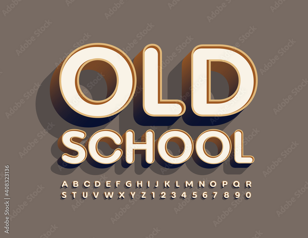 Vector Old School Alphabet Letters and Numbers set. Retro style Font ...