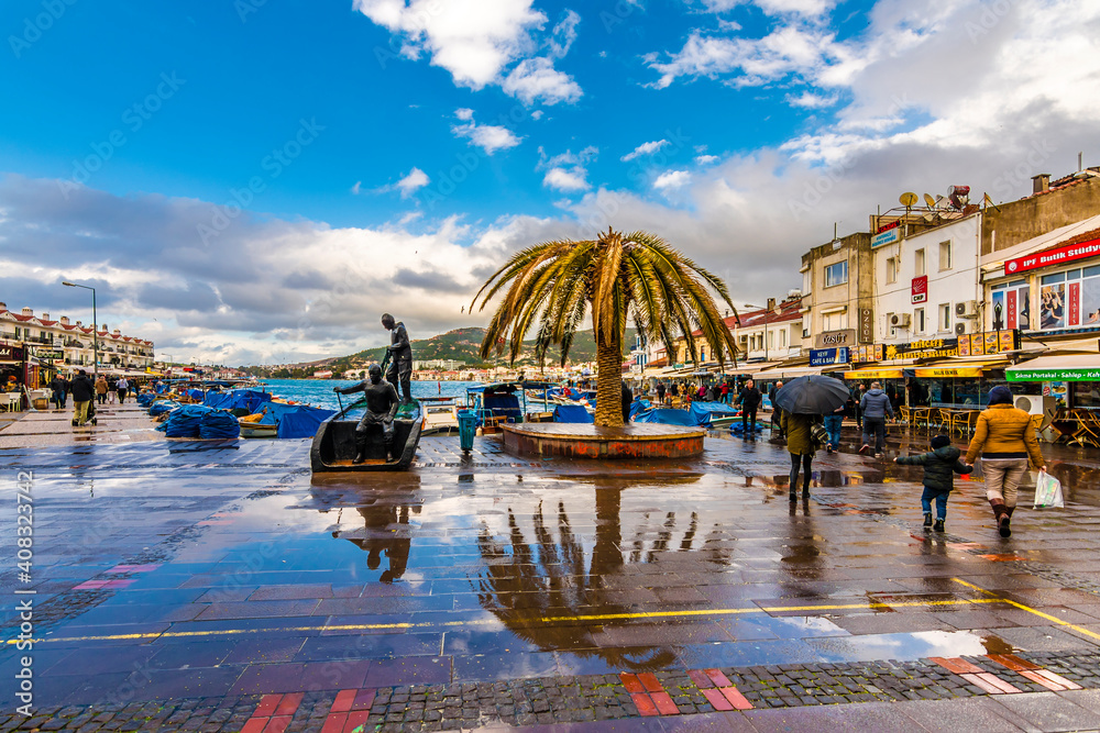 Street view in Foca Town. Foca is populer tourist destination in Turkey ...
