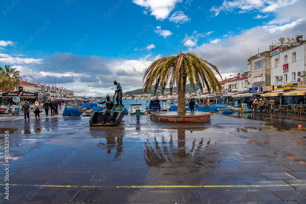 Street view in Foca Town. Foca is populer tourist destination in Turkey ...