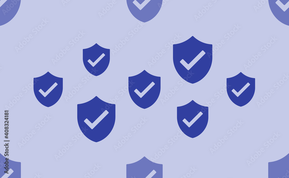 Vecteur Stock Seamless pattern of large isolated blue protection mark ...