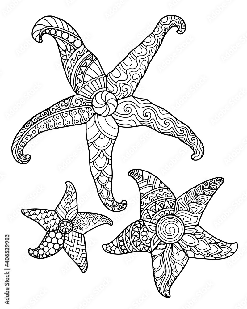 sea life coloring page illustration and print design Stock Vector ...