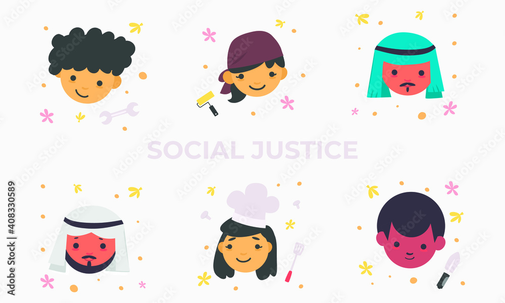 Black Lives Matter. Set mix race people avatars racial equality, social ...