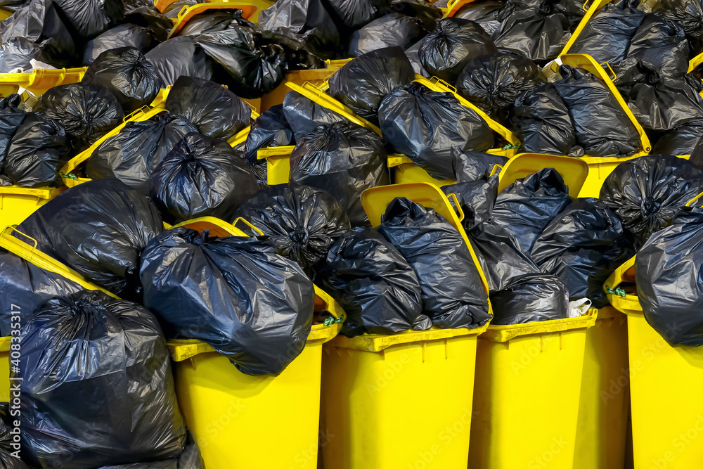 plastic bag of waste many on the bin, garbage, trash, pollution, junk ...
