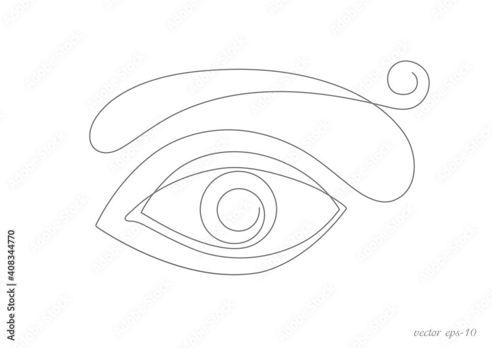 Continuous line eye.Line art. Hand drawn outline illustration.Vector ...