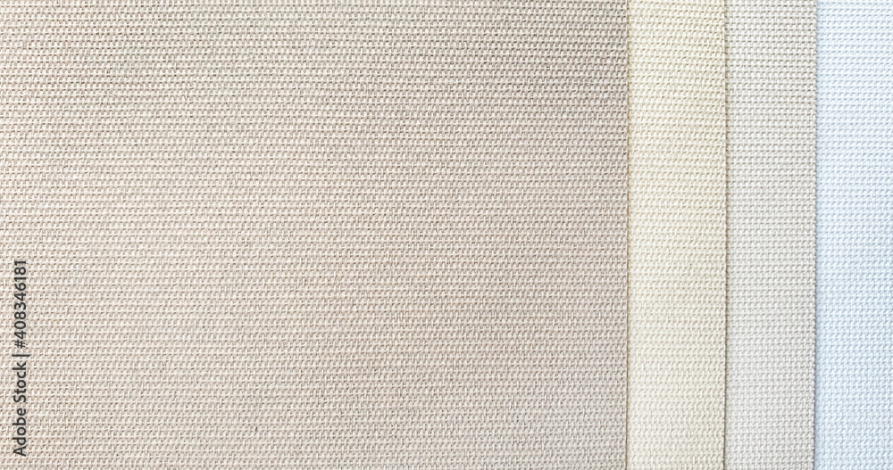 close up roman blind or roller blind linen fabric texture samples in ...