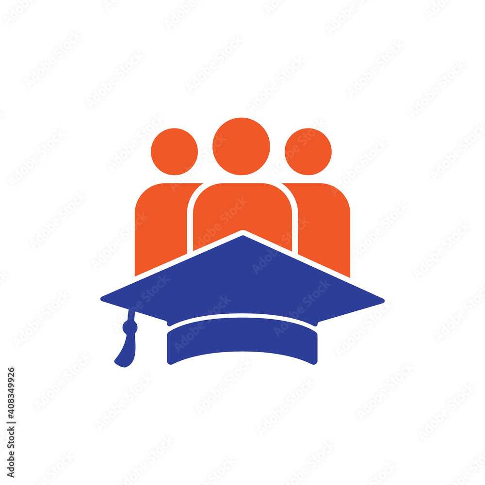 Education people vector logo design template. Graduation cap and people ...