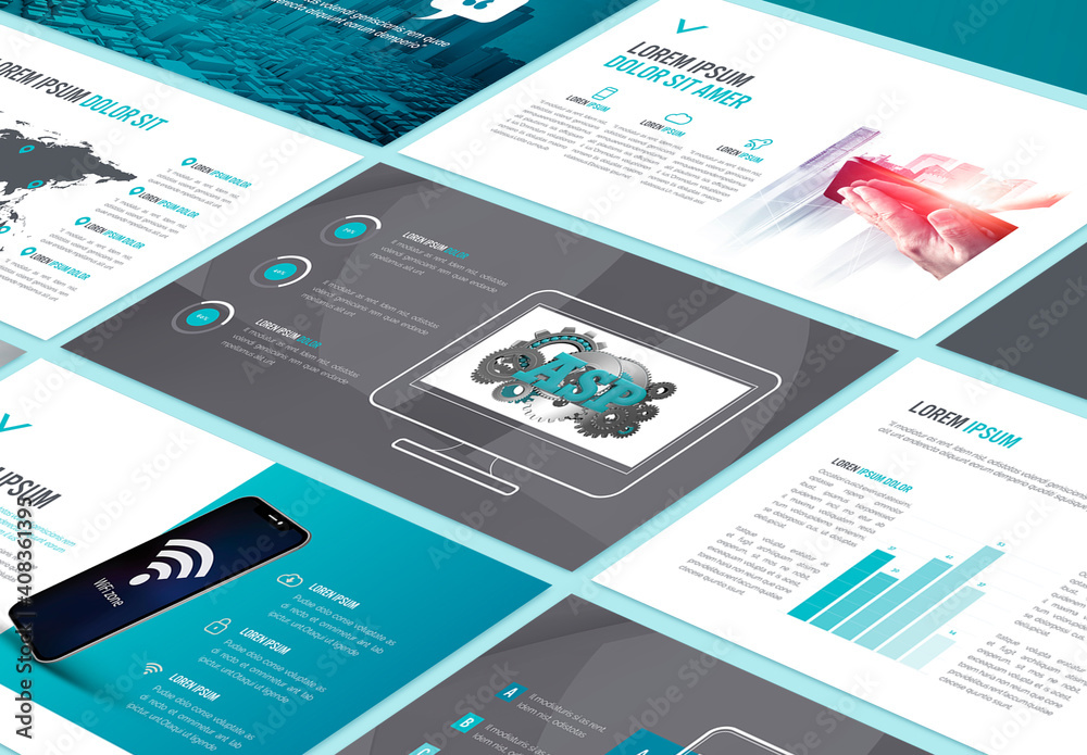 Blue Style Business Pitch Deck Layout Stock Template | Adobe Stock