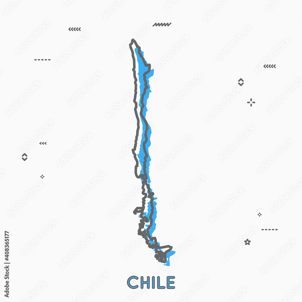 Chile map in thin line style. Chile infographic map icon with small ...