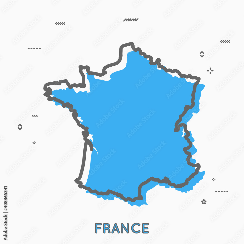 France map in thin line style. France infographic map icon with small ...