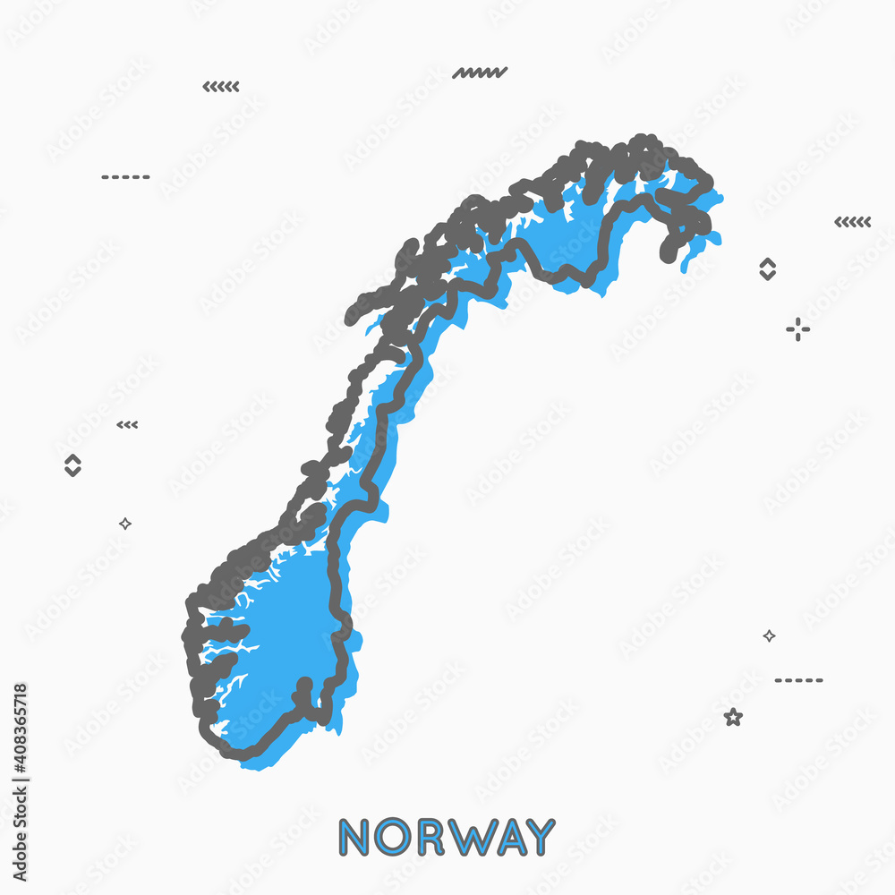 Norway map in thin line style. Norway infographic map icon with small ...