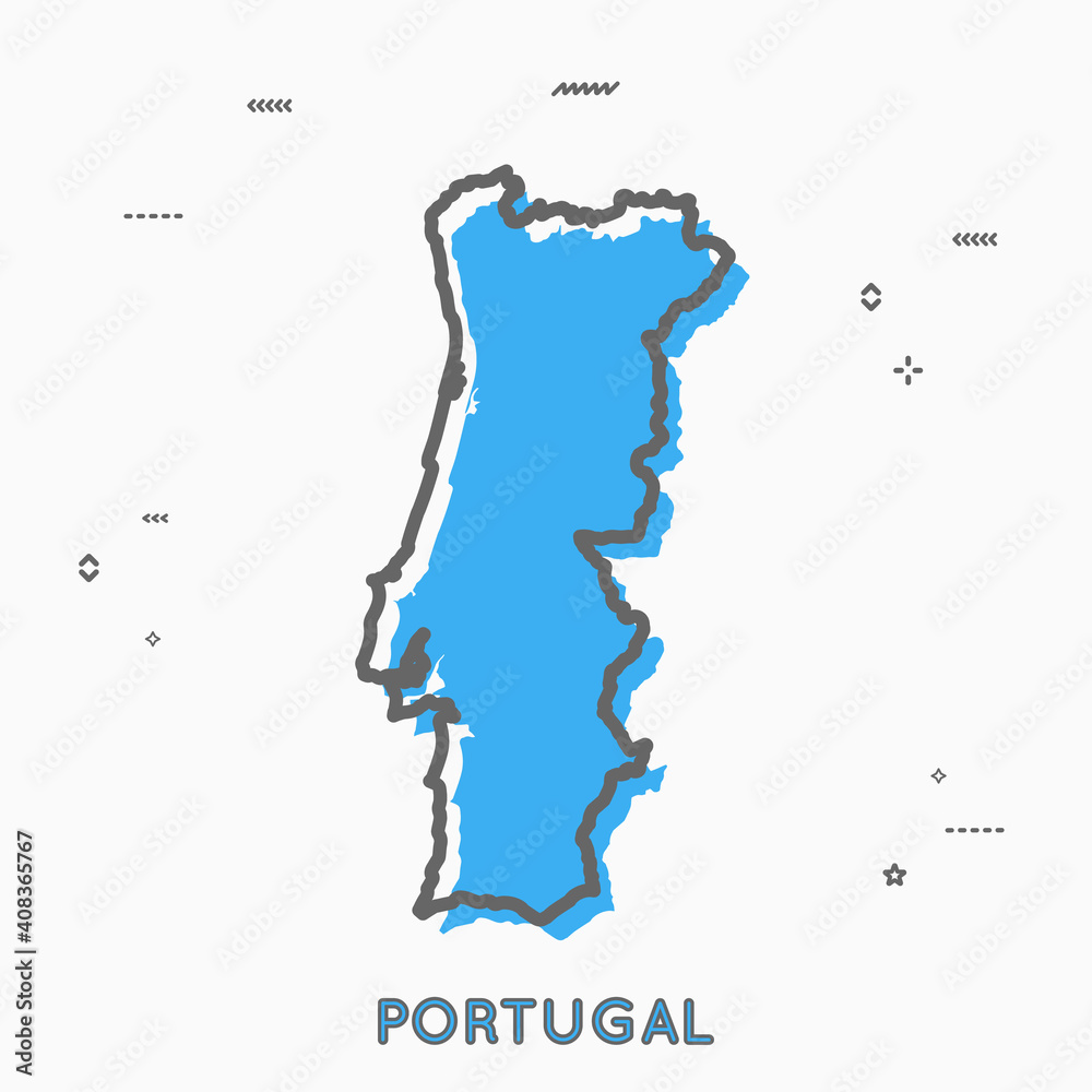 Portugal map in thin line style. Portugal infographic map icon with ...