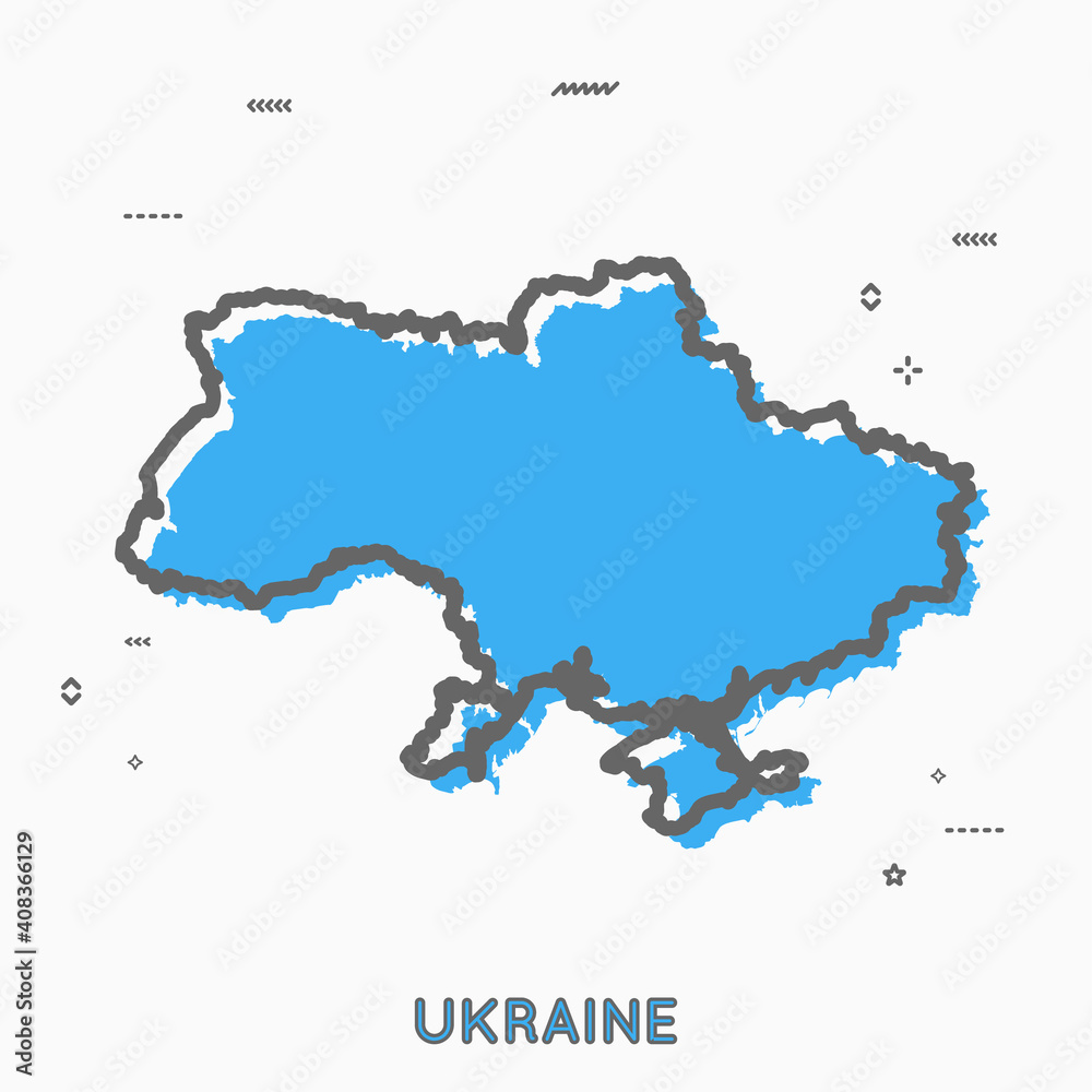 Vecteur Stock Ukraine map in thin line style. Ukraine infographic map ...