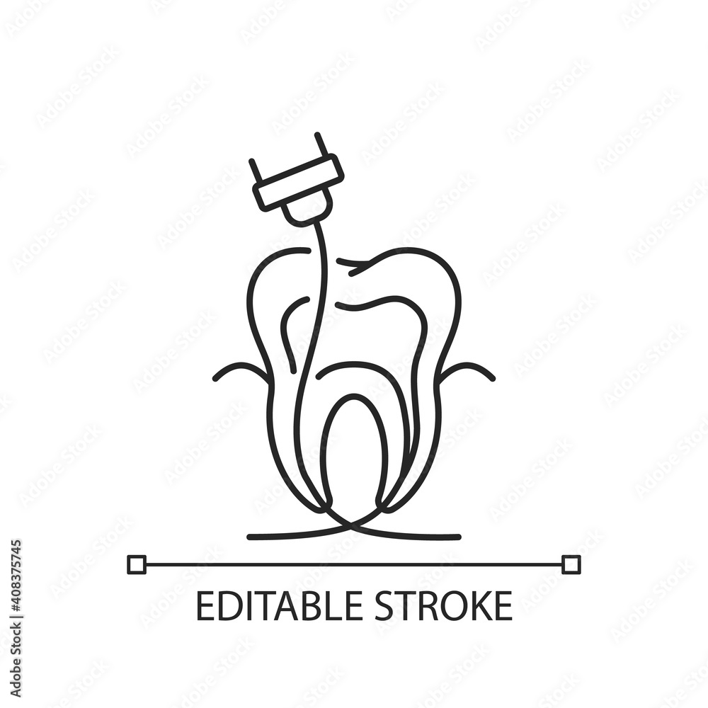 Endodontics linear icon. Journal of endodontics. Instruments for dental ...