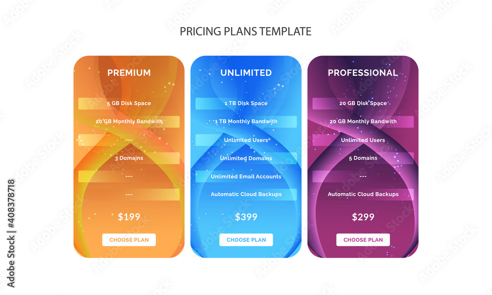 Editable Pricing List Template for website. Colorful Pricing Table ...