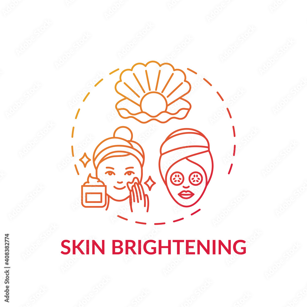 Skin brightening concept icon. Face mask effect idea thin line ...