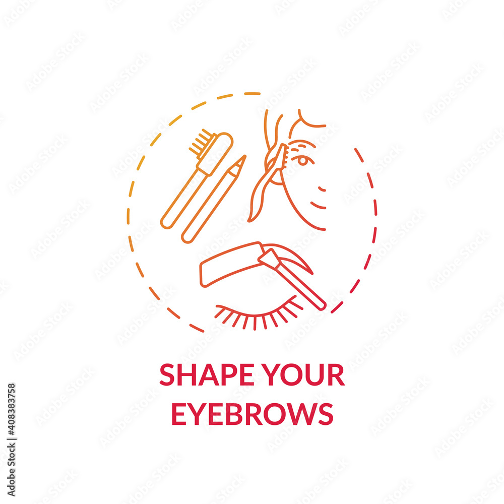 Shaping eyebrows concept icon. Home beauty procedure idea thin line ...