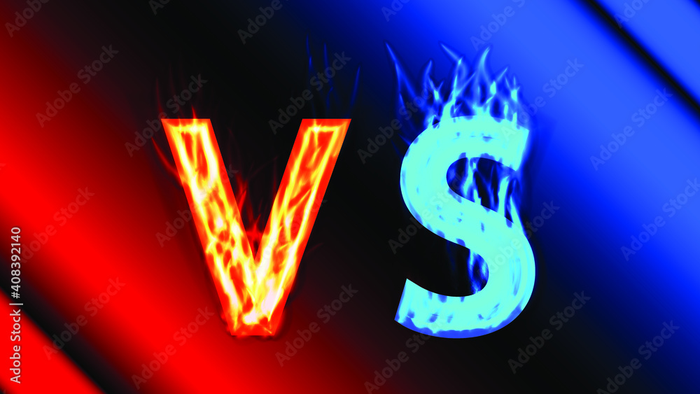 Versus or VS with realistic fire flames vector icons . vs letters with ...