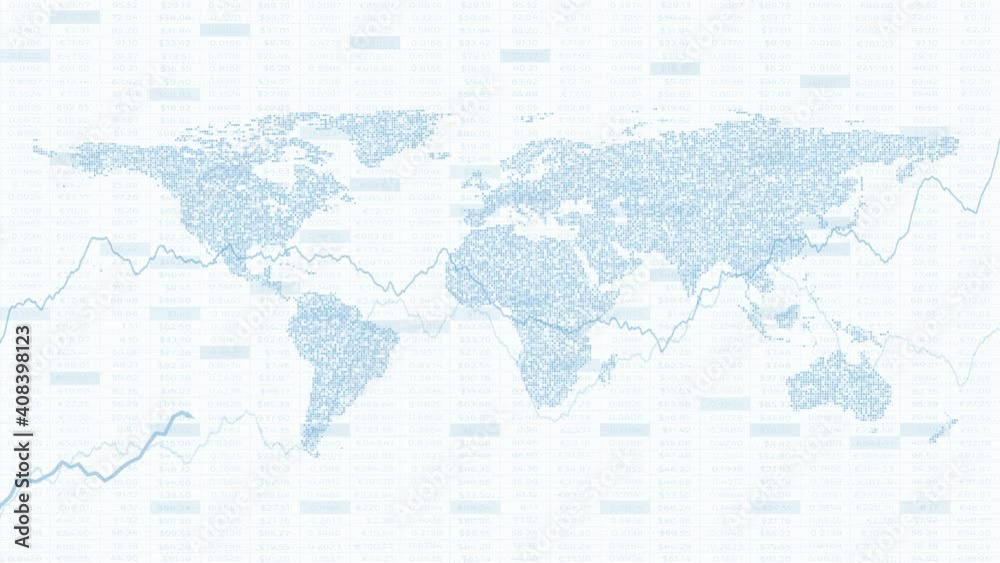 Artistic financial business chart with world map. diagrams, graph lines ...