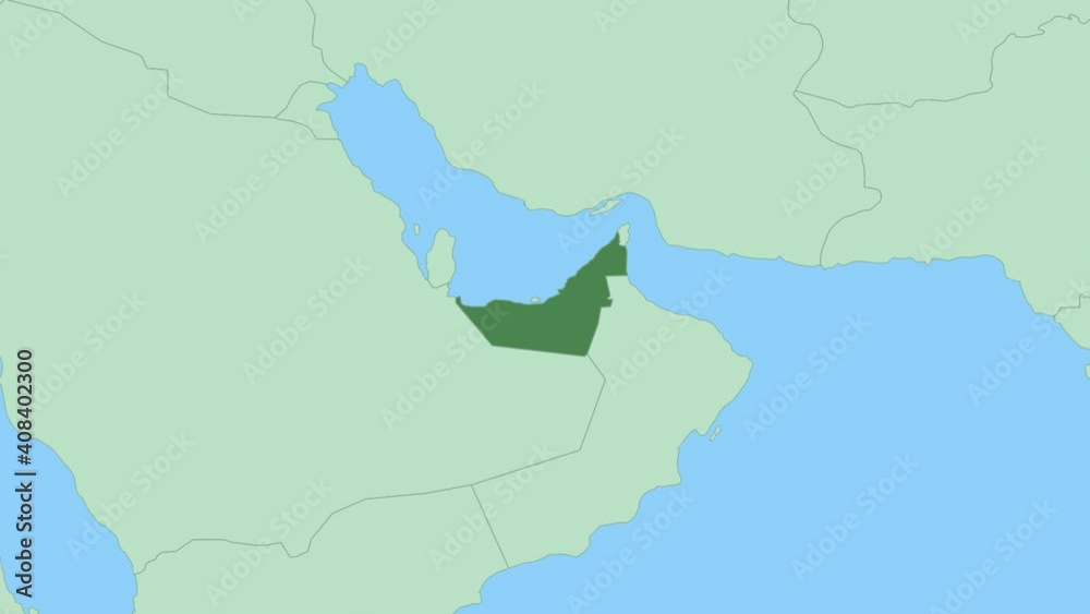 Map of United Arab Emirates with pin of country capital. United Arab ...