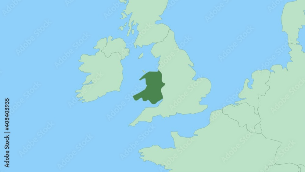 Map of Wales with pin of country capital. Wales Map with neighboring ...