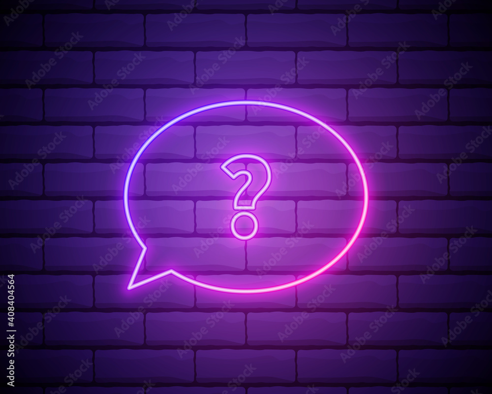 Vector realistic isolated neon sign of Question logo for template ...