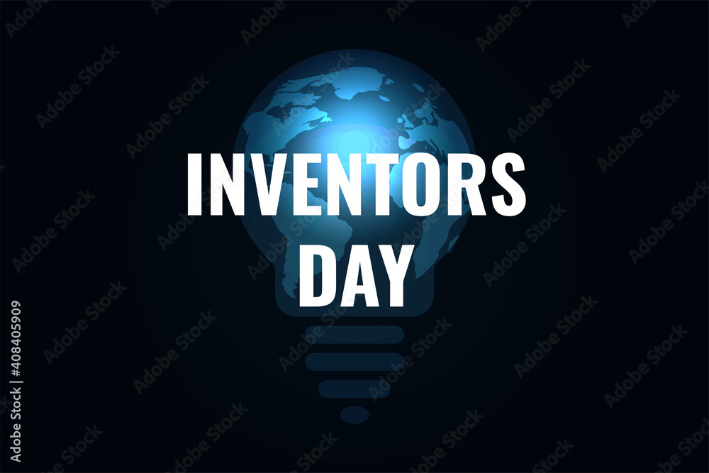 Inventors day banner, poster, flyer. Space background with Earth planet ...