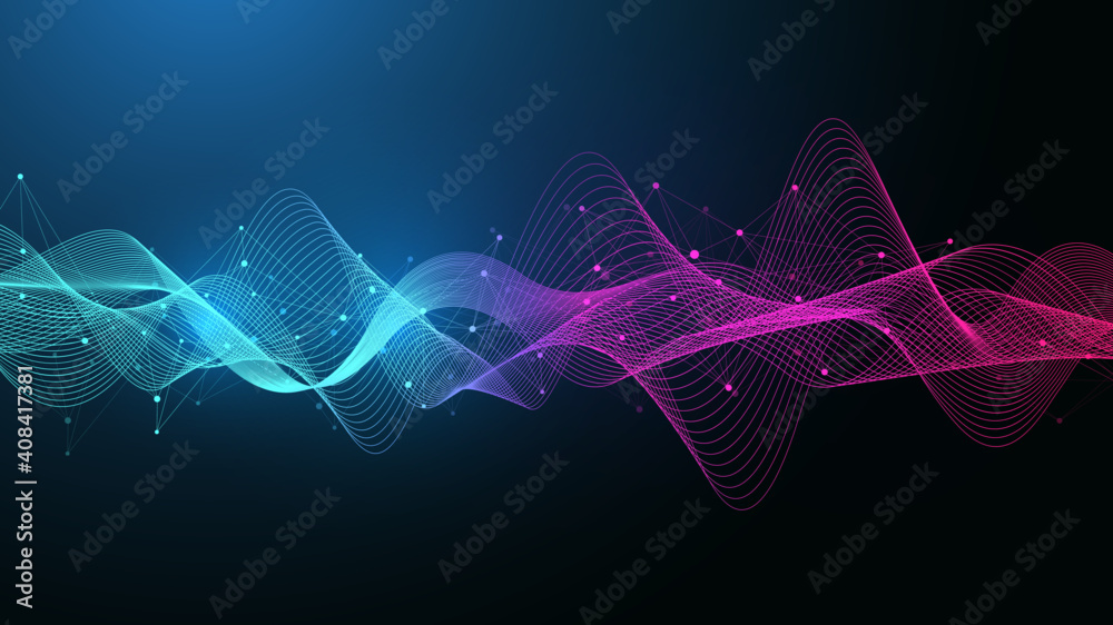 Geometric abstract background with connected lines and dots ...