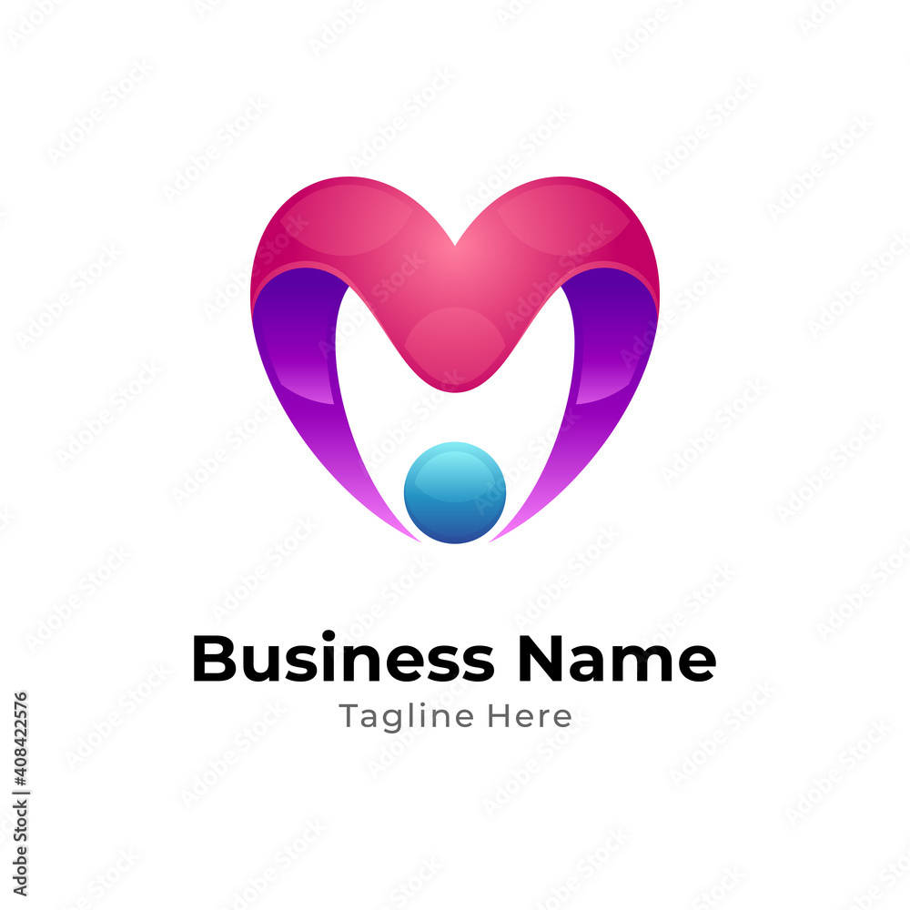 Love letter M logo concept template ready for use Stock Vector | Adobe ...