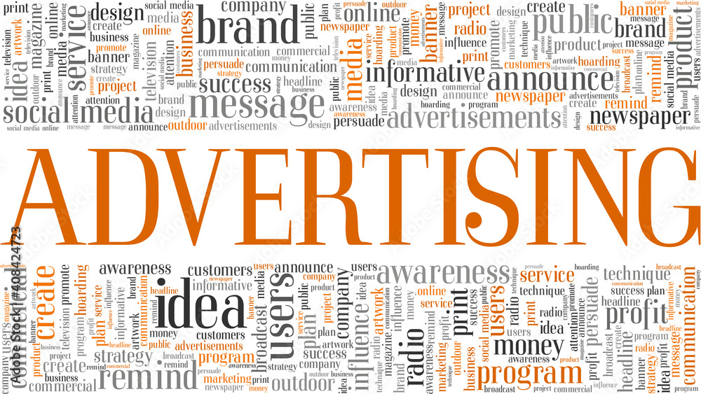 Advertising vector illustration word cloud isolated on a white ...