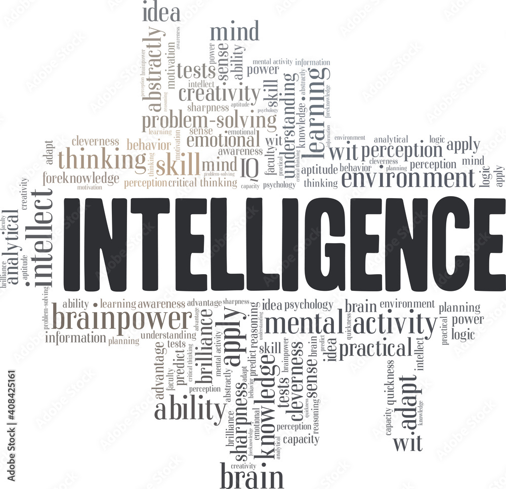 Intelligence vector illustration word cloud isolated on a white ...