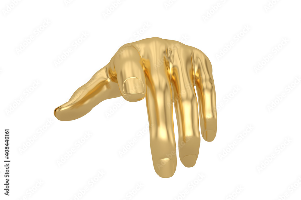 Gold hand Isolated On White Background, 3D rendering. 3D illustration ...
