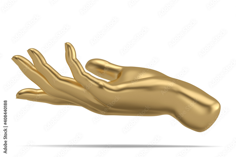 Gold hand Isolated On White Background, 3D rendering. 3D illustration ...