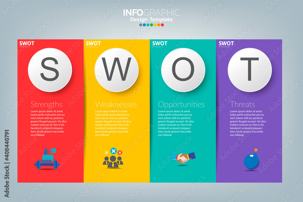 Swot analysis business infographic chart Stock Vector | Adobe Stock