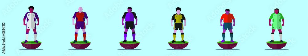 set of football player cartoon icon design template with various models ...