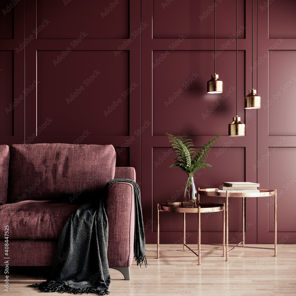 luxury living room interior background with sofa, wall mockup, 3d ...