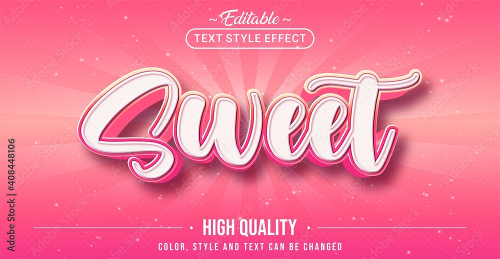 Editable text style effect - Sweet text style theme. Stock Vector ...
