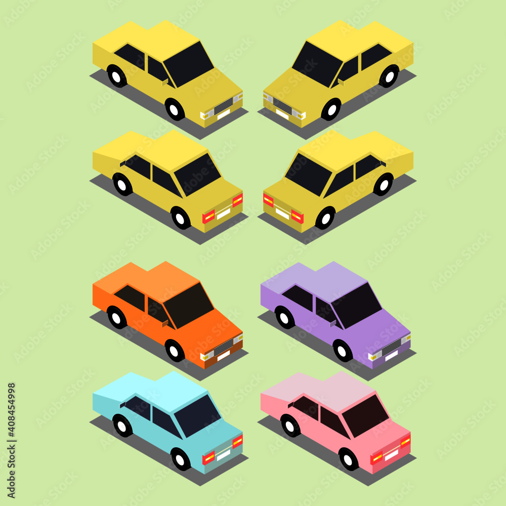 Isometric drawing of Basic Car Design with Two Point of View and Mirror ...