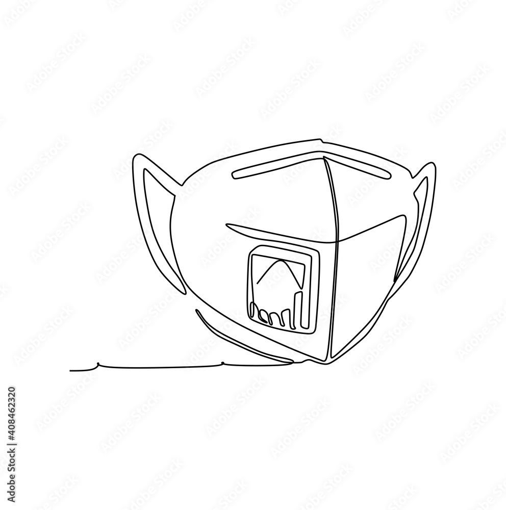 Protective safety mask. Continuous one line drawing Stock Vector ...