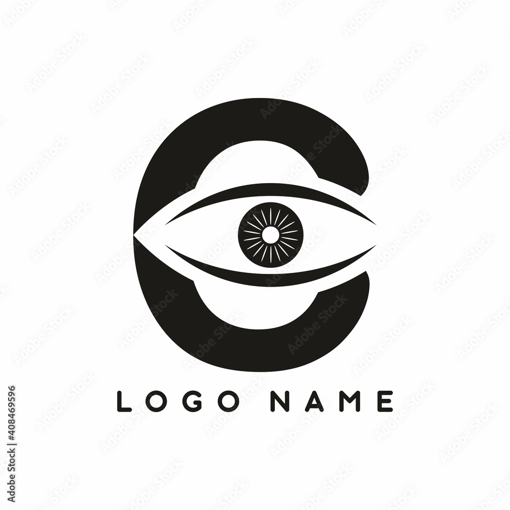Black C letter with eye logo Stock Vector | Adobe Stock