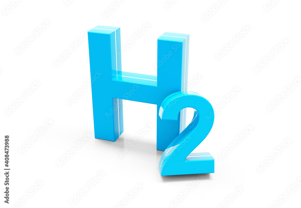 H2 - Blue Hydrogen molecule symbol on white background Stock ...