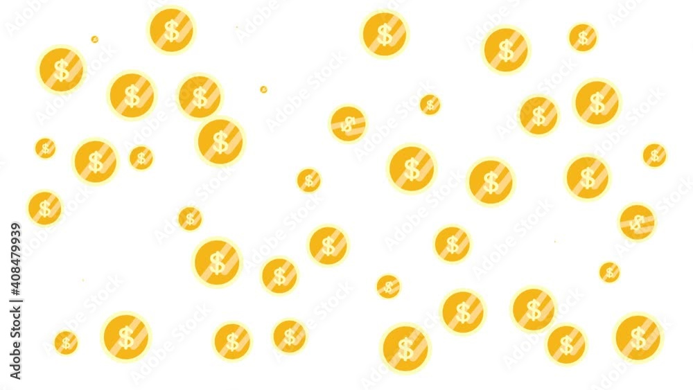 gold coins with dollar symbol. animation on white background. cartoon ...