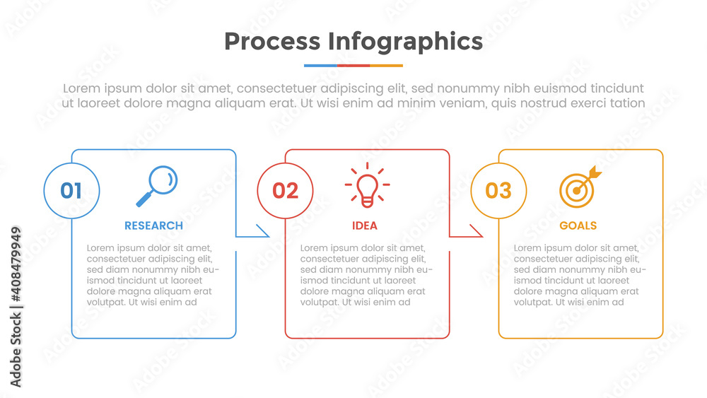 process infographic with 3 list point and modern flat style template ...