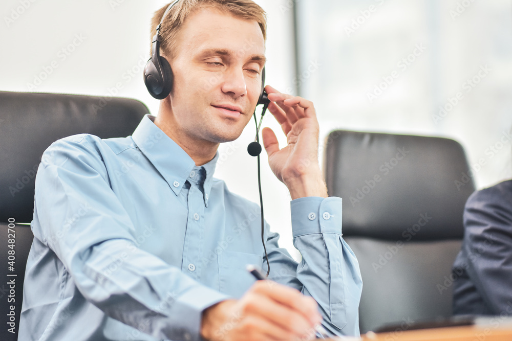 Visually impaired Call center using headphone contract communication ...