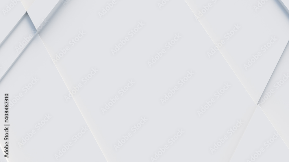 White tech background, with a geometric 3D structure. Clean, minimal ...