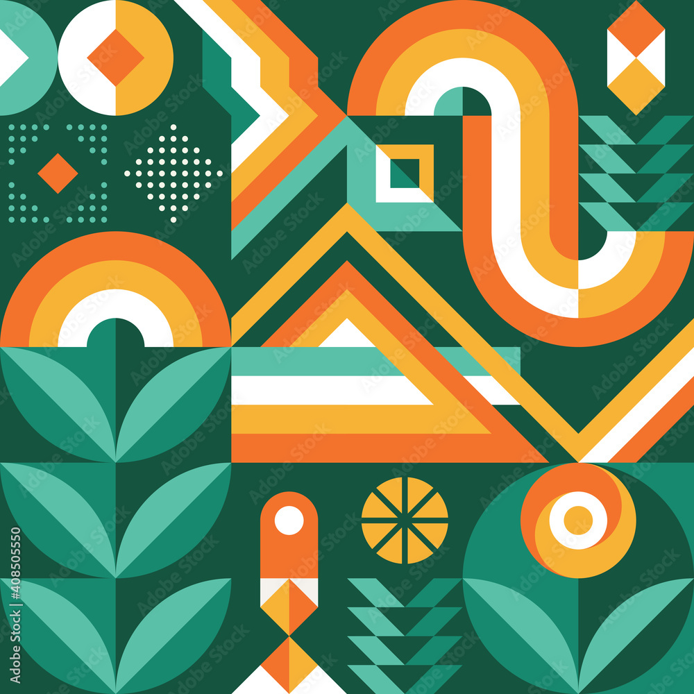 Abstract geometric vector pattern in Scandinavian style. Agriculture ...