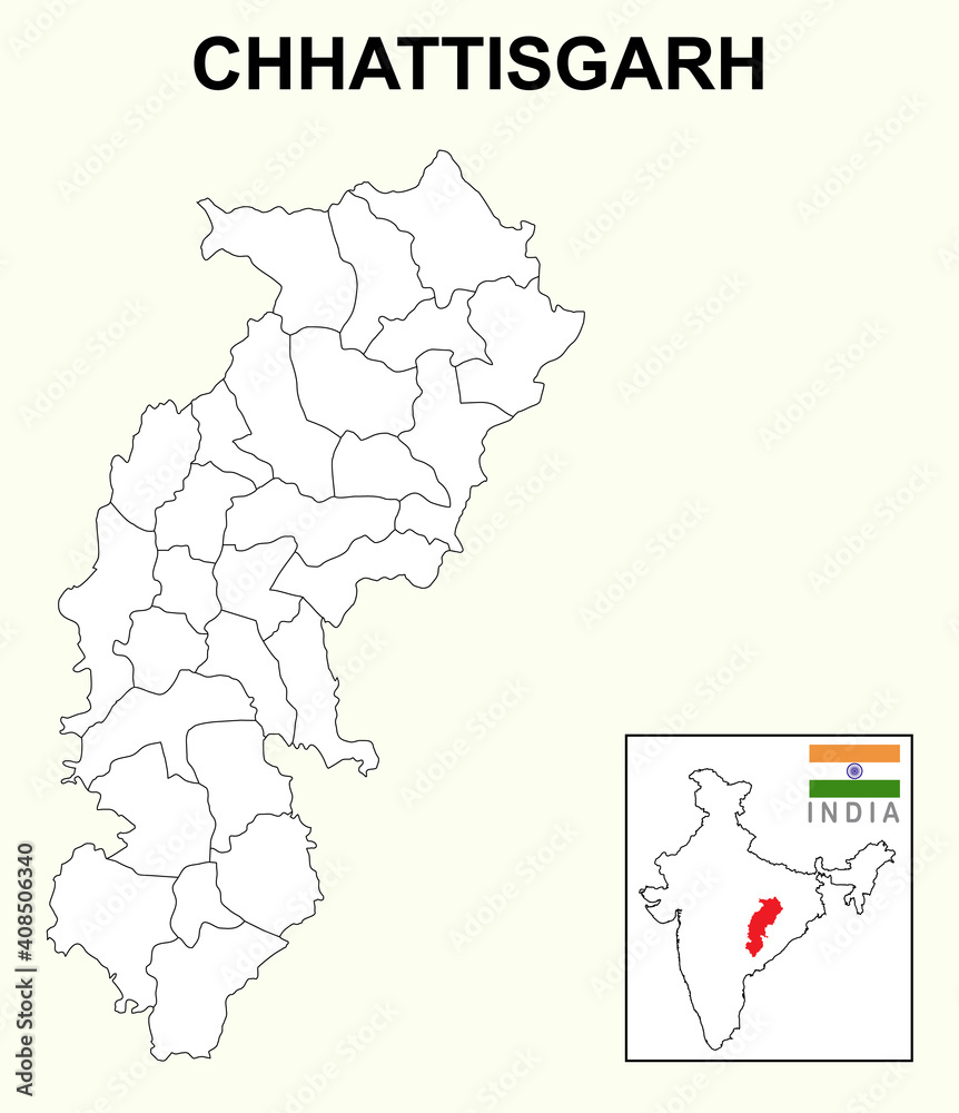 Chhattisgarh map. Chhattisgarh districts map with name labels ...