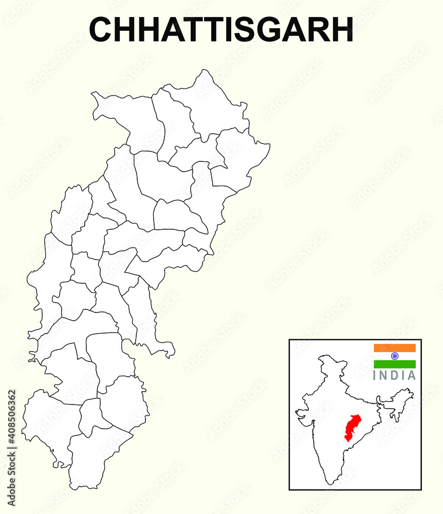 Chhattisgarh map. Chhattisgarh districts map with name labels ...
