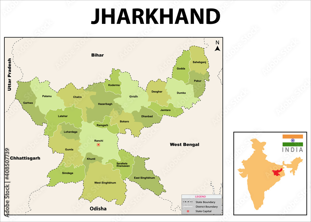 Jharkhand map Stock Illustration | Adobe Stock