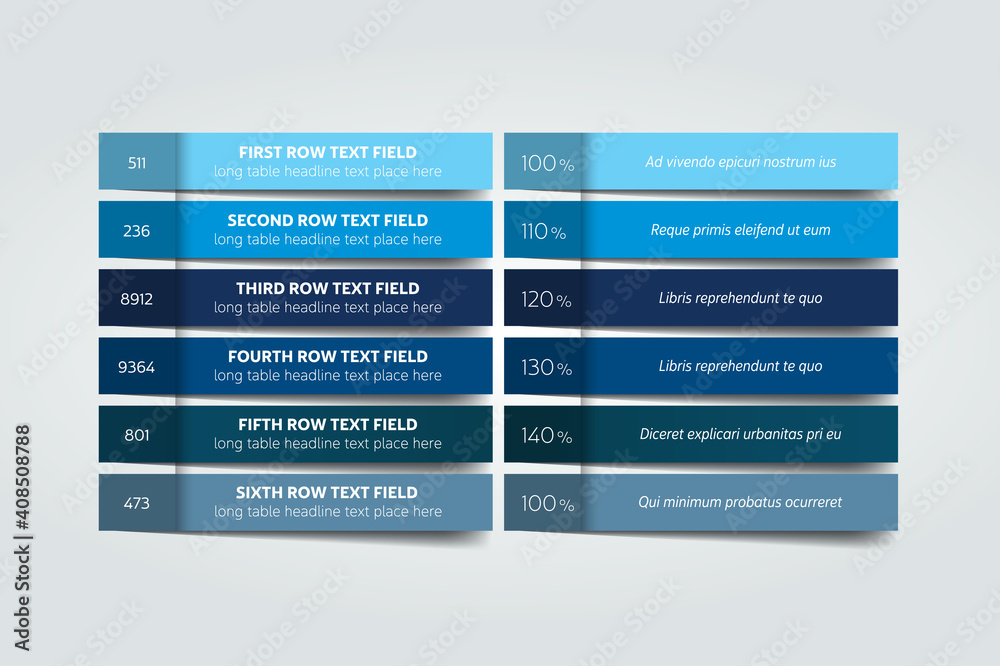 Table, schedule design template with 6 row. Vector banner. Stock Vector ...